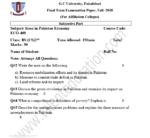 BSCS Computer Science GCUF Past Papers For Affiliated Colleges