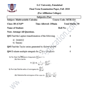 BS.IT (Information Technology) Govt College Faisalabad Past Papers for ...