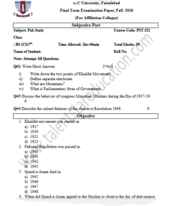 BS.IT (Information Technology) Govt College Faisalabad Past Papers for ...