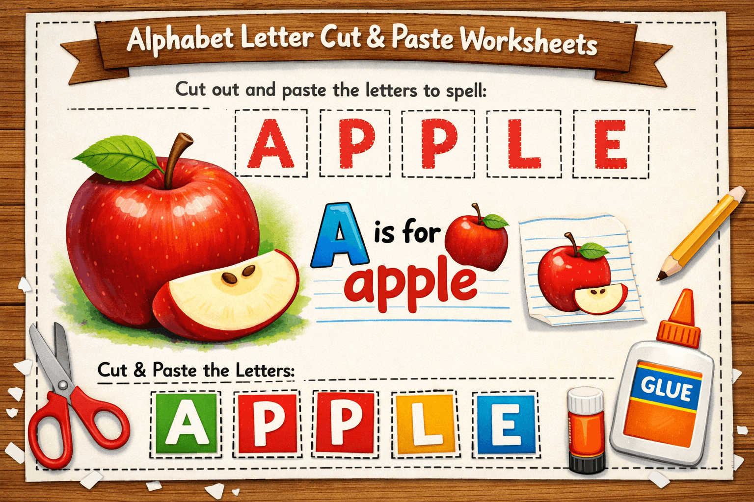 Alphabet Letter Cut and Paste Worksheets
