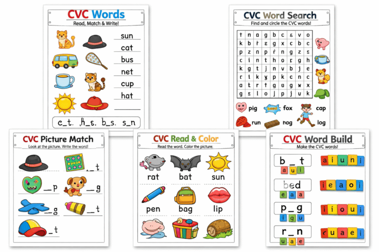 CVC Worksheets: Early Reading and Phonics Development