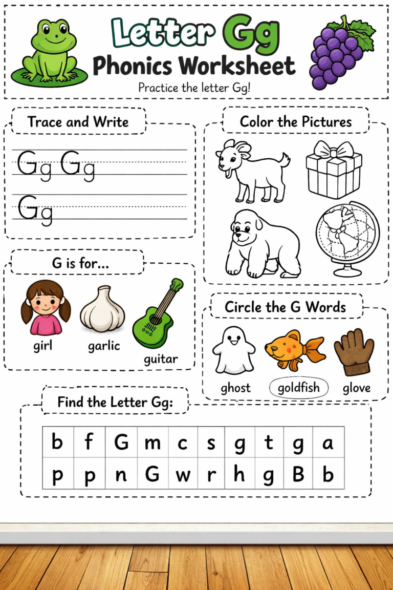 Letter G Worksheets for Kindergarten and Preschool - Talent Star Education