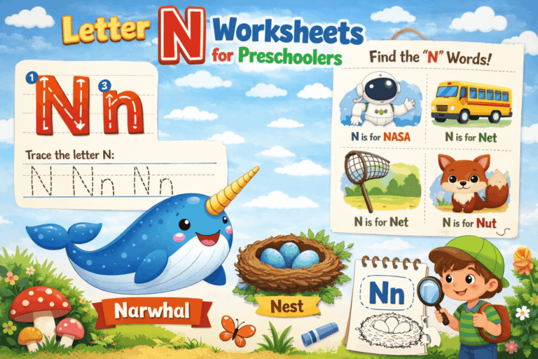 Letter N Worksheets for Preschoolers