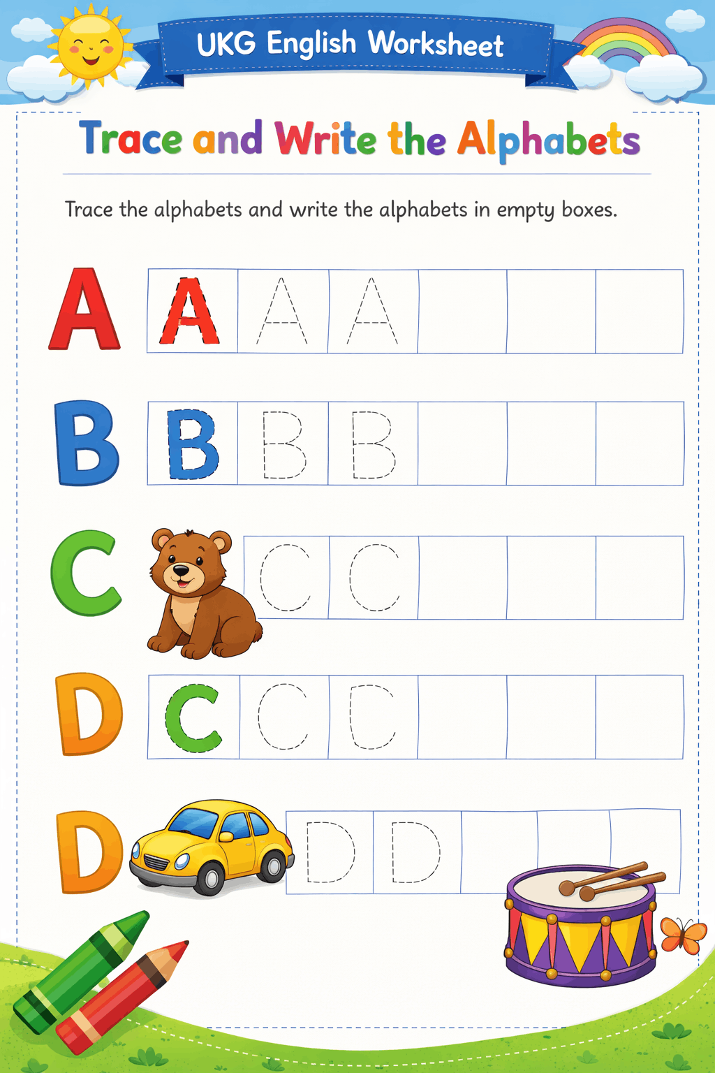 UKG English Worksheets: Learning Guide for Early Learners